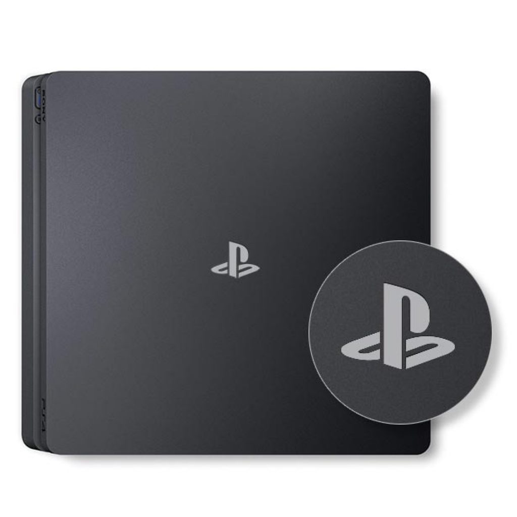 PS4 Slim – Logo Overlay Decal – Gray Gradient – FlamingToast