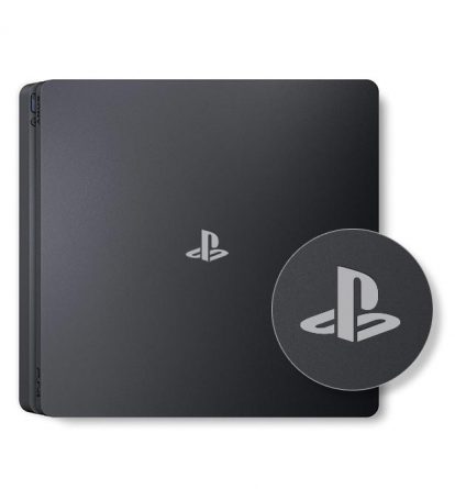 PS4 Slim – Logo Overlay Decal – Gray – FlamingToast