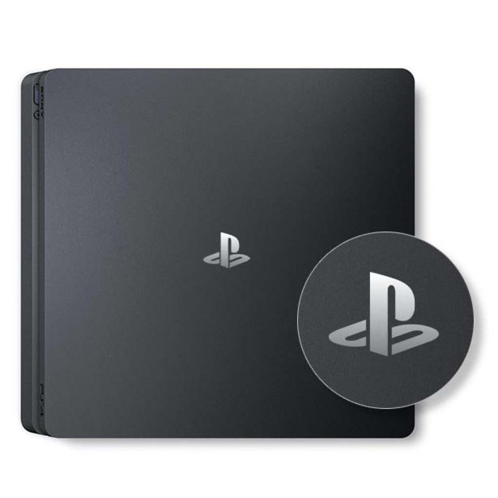 PS4 Slim – Logo Overlay Decal – Gray – FlamingToast