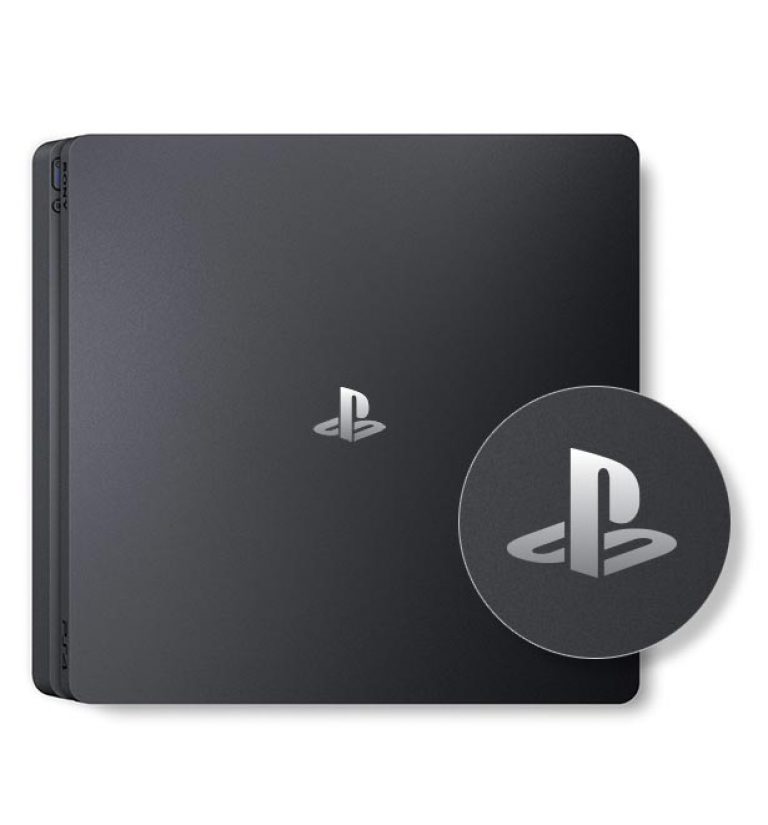 PS4 Slim – Logo Overlay Decal – Gray Gradient – FlamingToast