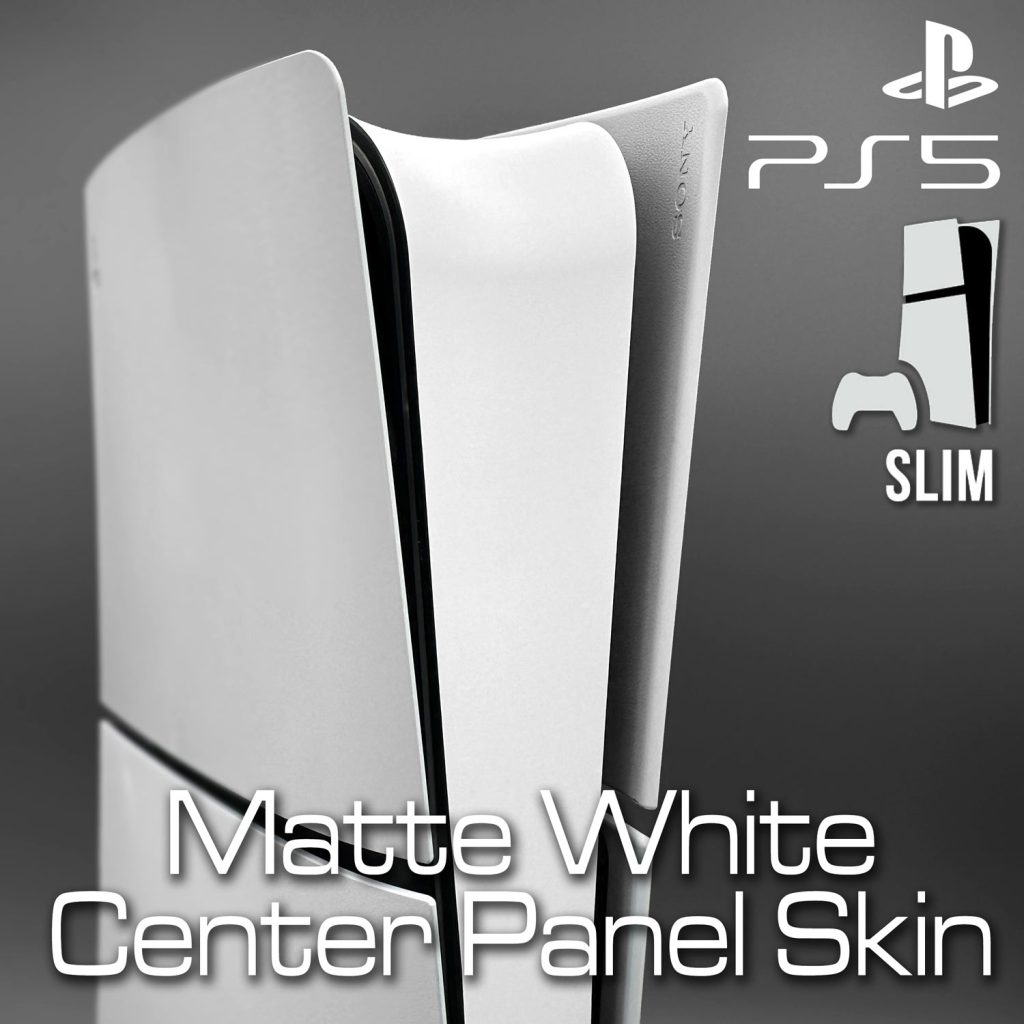 PS5 Slim – Center Panel Skin – Matte White – FlamingToast